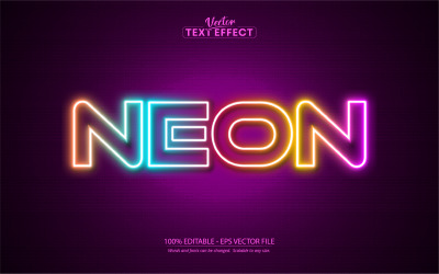 Neon - Editable Text Effect, Colorful Neon Lights Text Style, Graphics Illustration