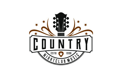 Vintage Retro klassische Country-Musik, Gitarren-Logo-Design-Vektor
