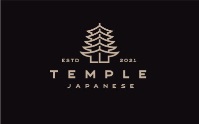 Line Art Monoline Temple Logo Design Illustration