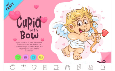 Cartoon Cupid with Heart. Clipart #298218 - TemplateMonster