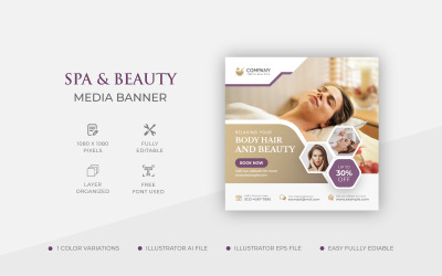 Spa and Beauty wellness social media Post template Design