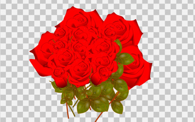 Vektor rote Rose realistischer Rosenstrauß mit rotem Blumenkonzept