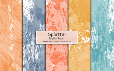 Abstract Paint Splatter Digital Paper Background. Watercolor ink ...