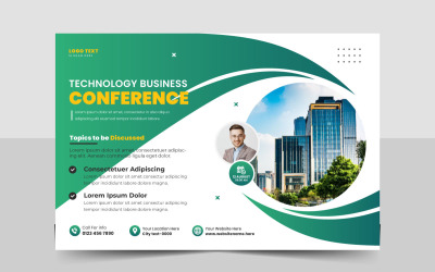 Technology conference flyer template or online webinar flyer design