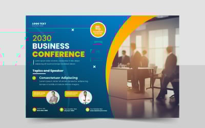 Business conference flyer template or online webinar event conference ...