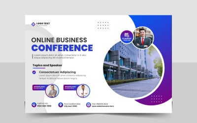 Technology business conference flyer template or business webinar event ...