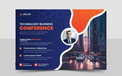 Technology business conference flyer template and business webinar ...