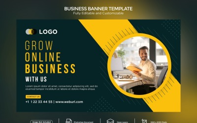 Build Your Online Business Team work Banner Design Template green themes