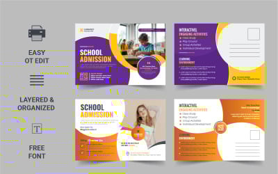 School admission postcard template or Kids back to school education ...