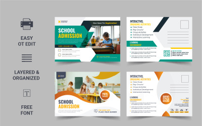 School admission postcard template or Kids back to school education ...