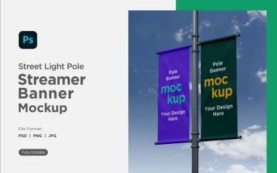 Double Pole Banner Mockup Front View V 61 - TemplateMonster
