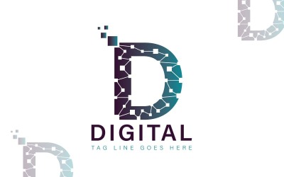 D Harfi Logosu - Dijital Logo Şablonu - TemplateMonster