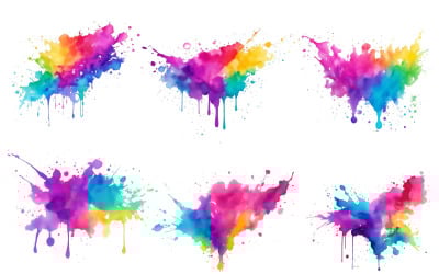 Colorful rainbow paint ink splash explosion watercolor splatter brush ...