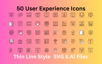 User Experience Icon Set 50 Glyph Icons - SVG And AI Files