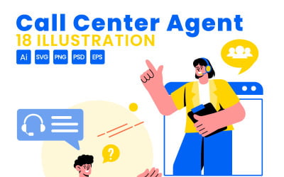 12 Call Center Agent Vector Illustration - TemplateMonster