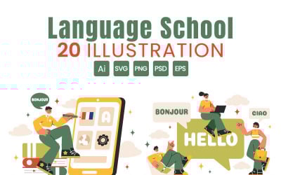 12 Language School Illustration #381372 - TemplateMonster