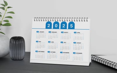 One Page Calendar Design For Office Desk Or Wall Vector Template