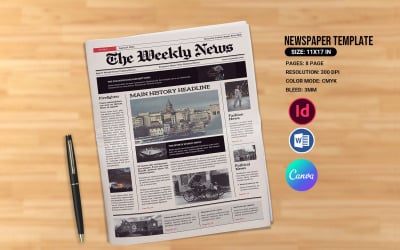 One Page Newspaper Template, Ms Word and Photoshop