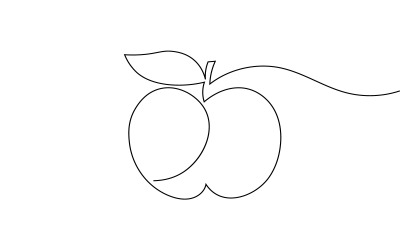 22.Apple continuous one line drawing on white background