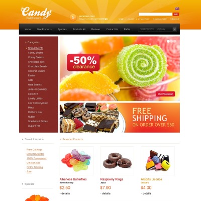 Sweet Shop Zen Cart Templates