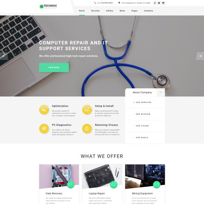 Service Center HTML Template for Device Maintenance - Novi
