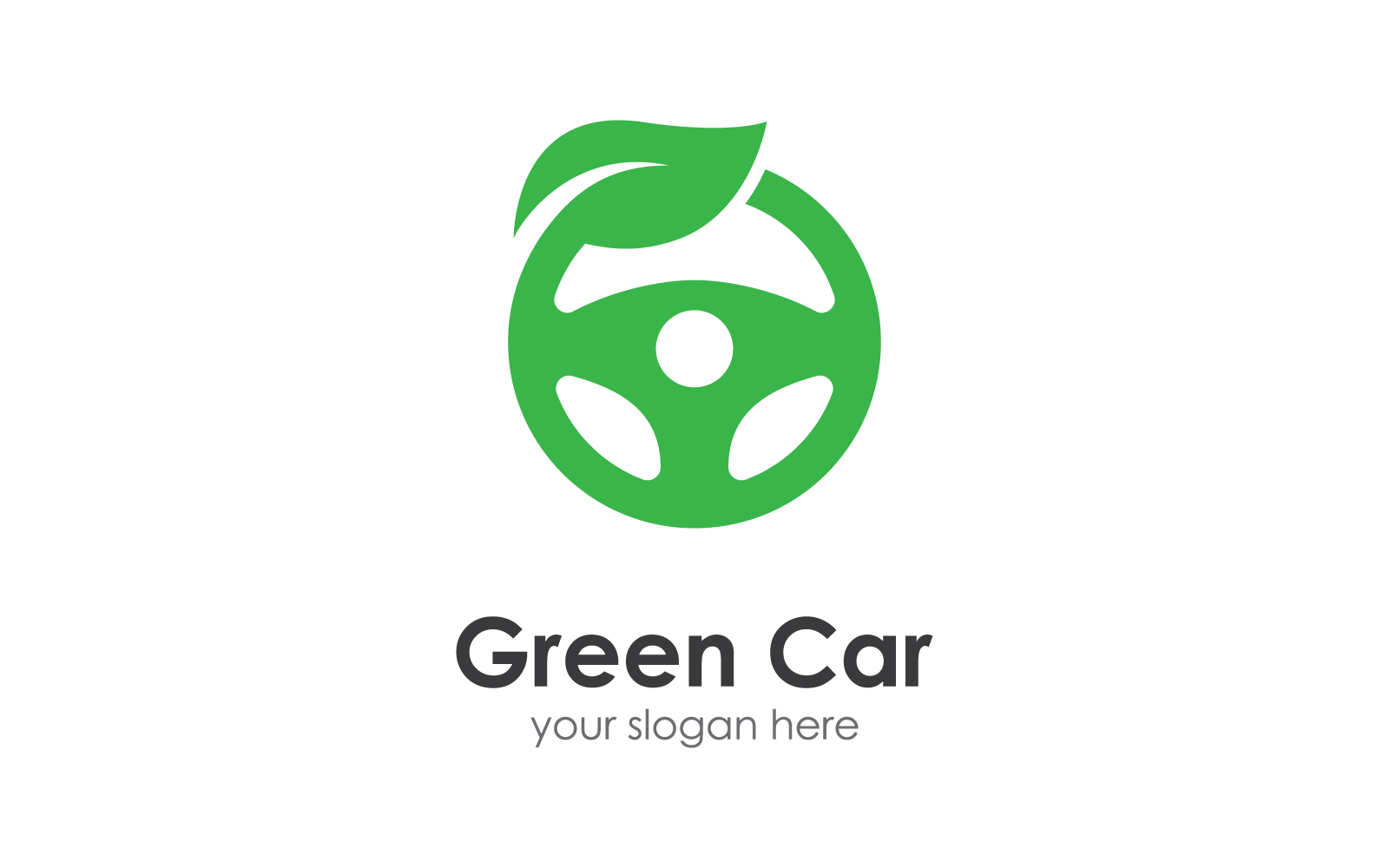 Modèle vectoriel de logo de voiture verte de volant
