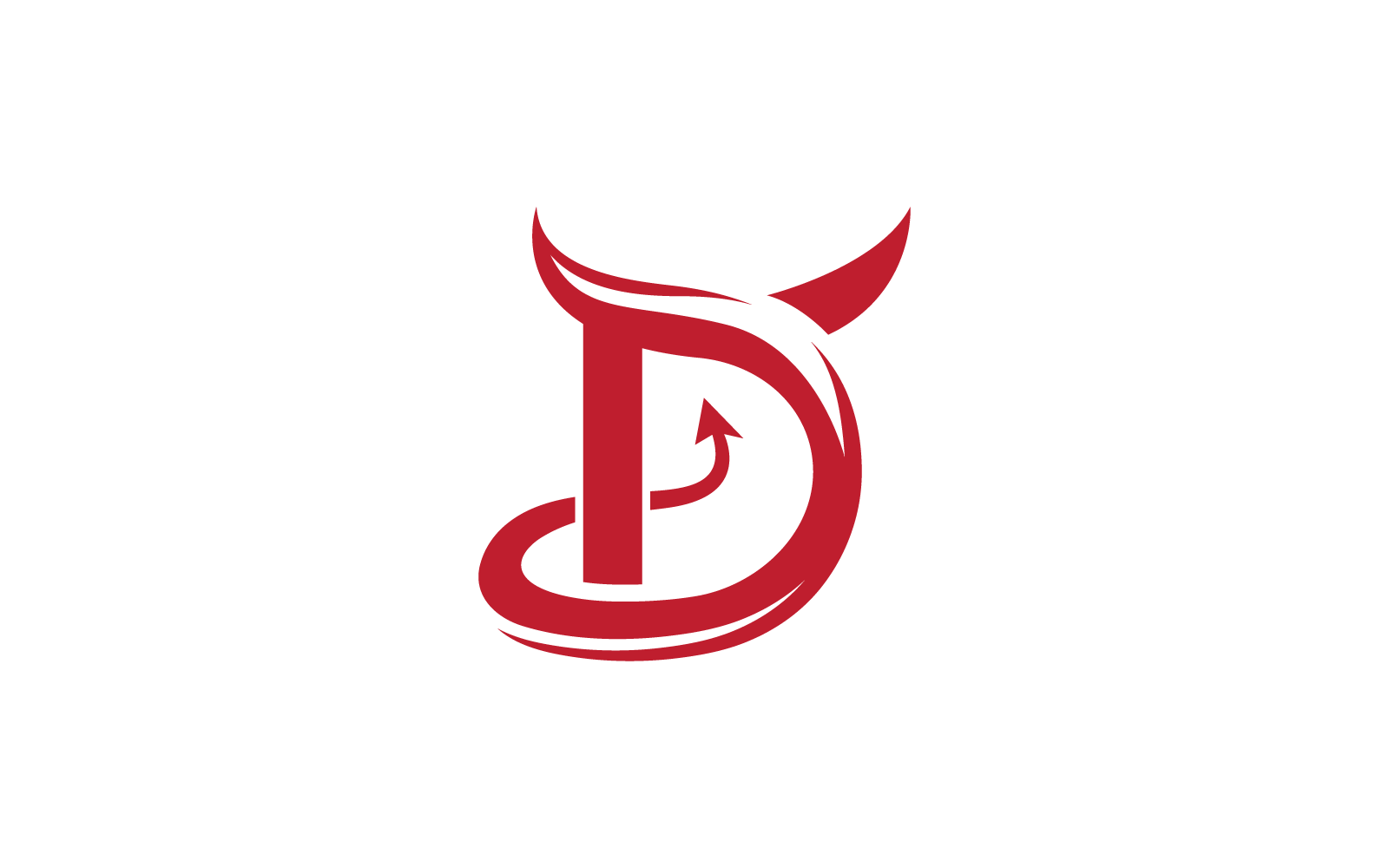 Plantilla vectorial de ilustración del logotipo del diablo inicial D