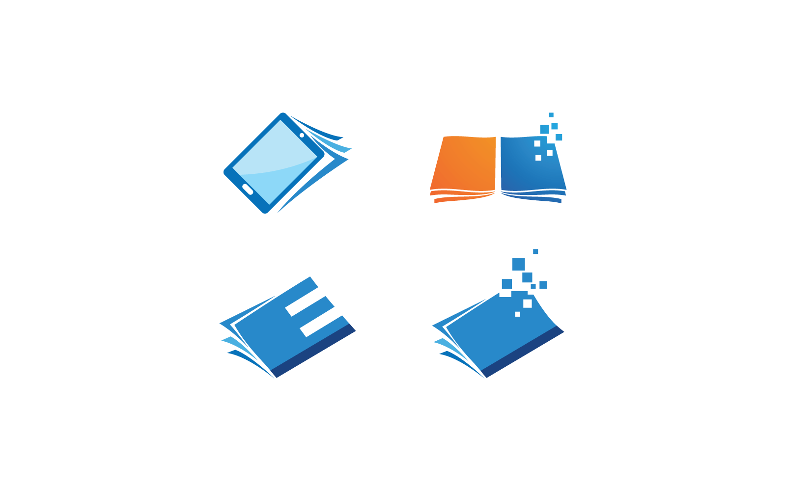 E-kitap modern dijital kitap illüstrasyon logo şablonu