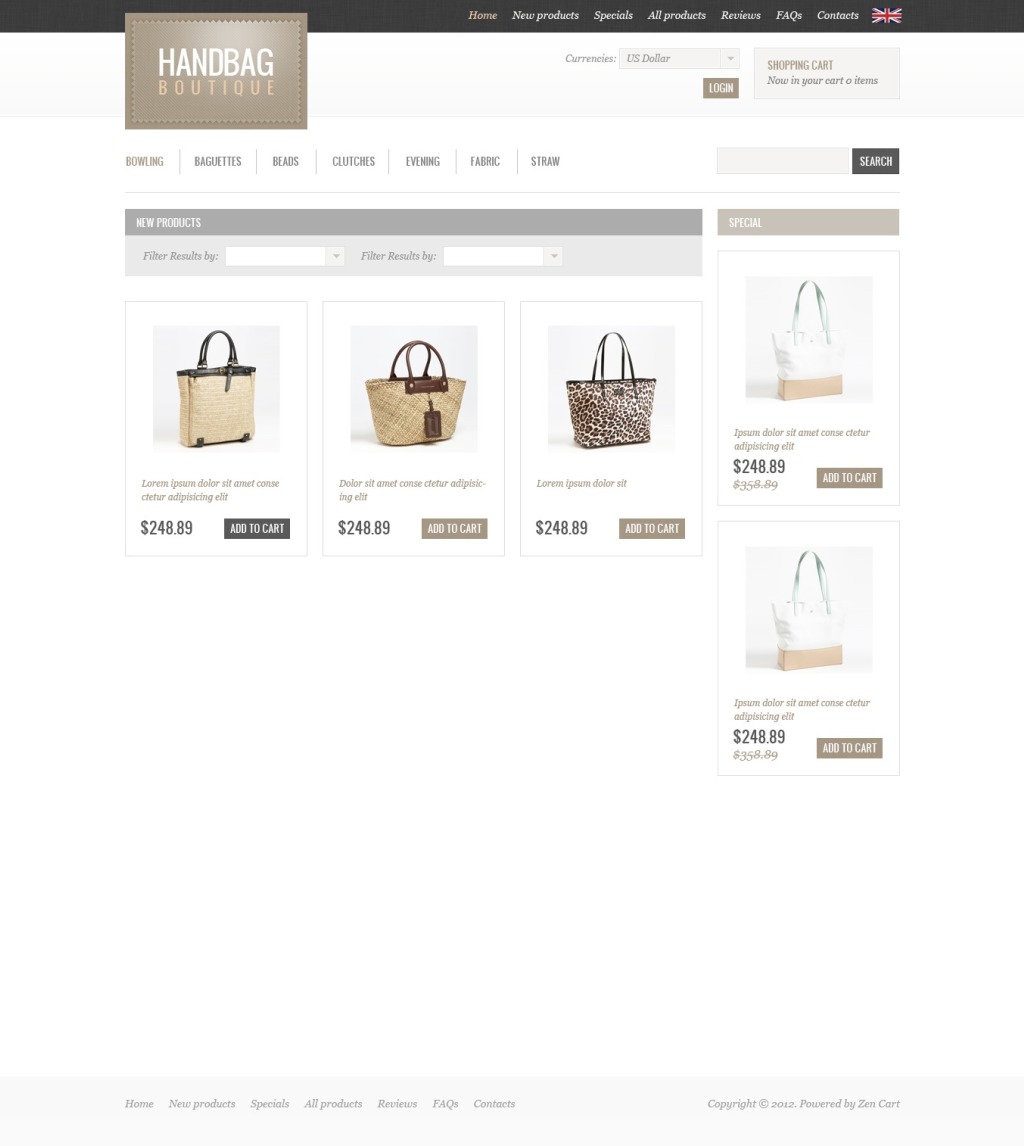 Handbag Boutique ZenCart Template #41122