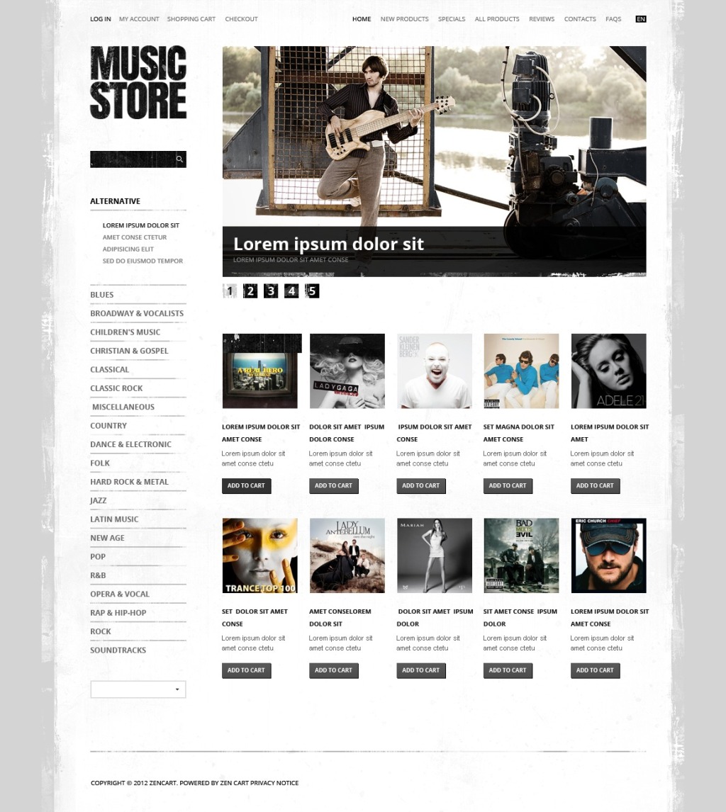Music Store ZenCart Template #41653