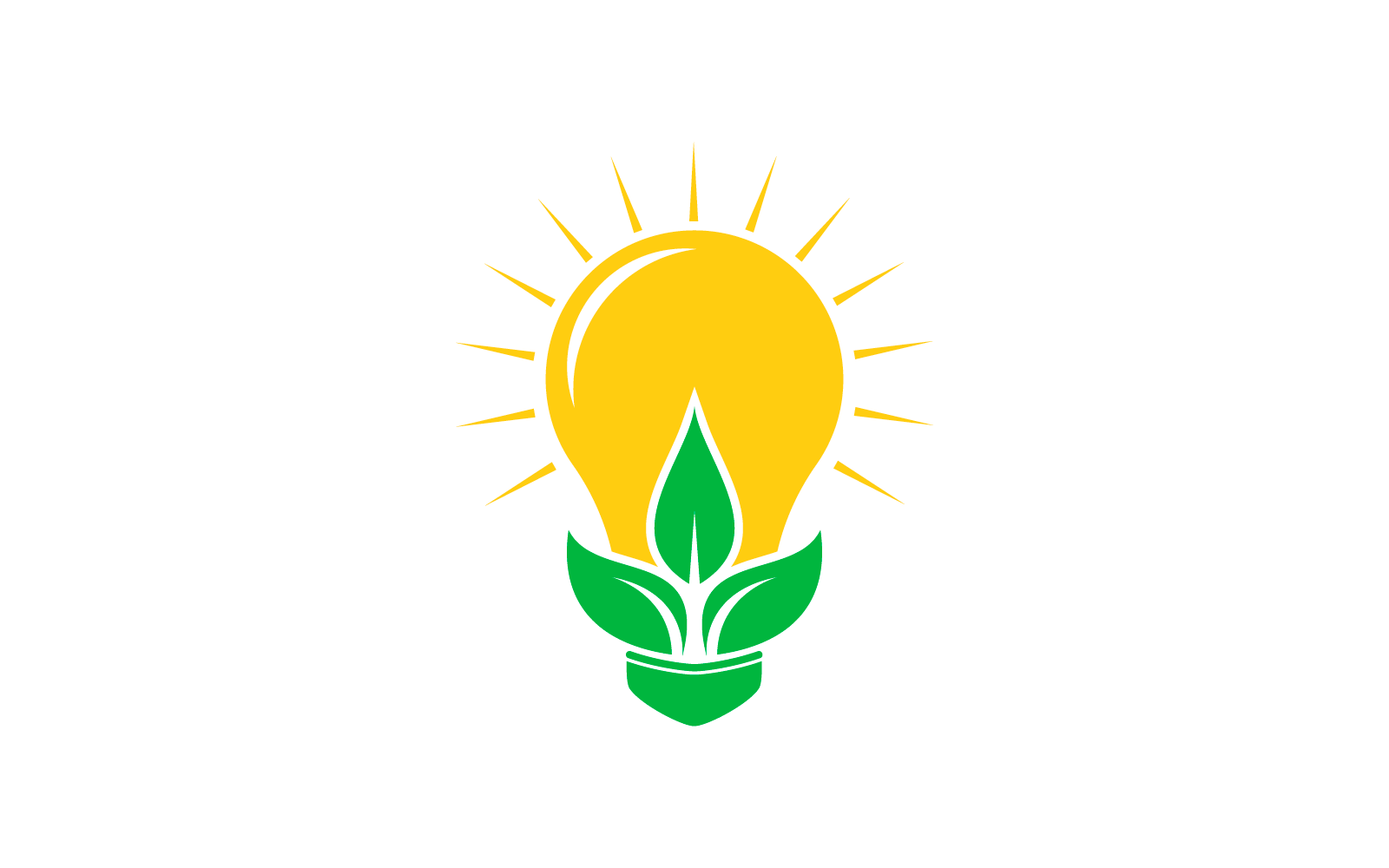 Design plano de vetor de logotipo de natureza de lâmpada