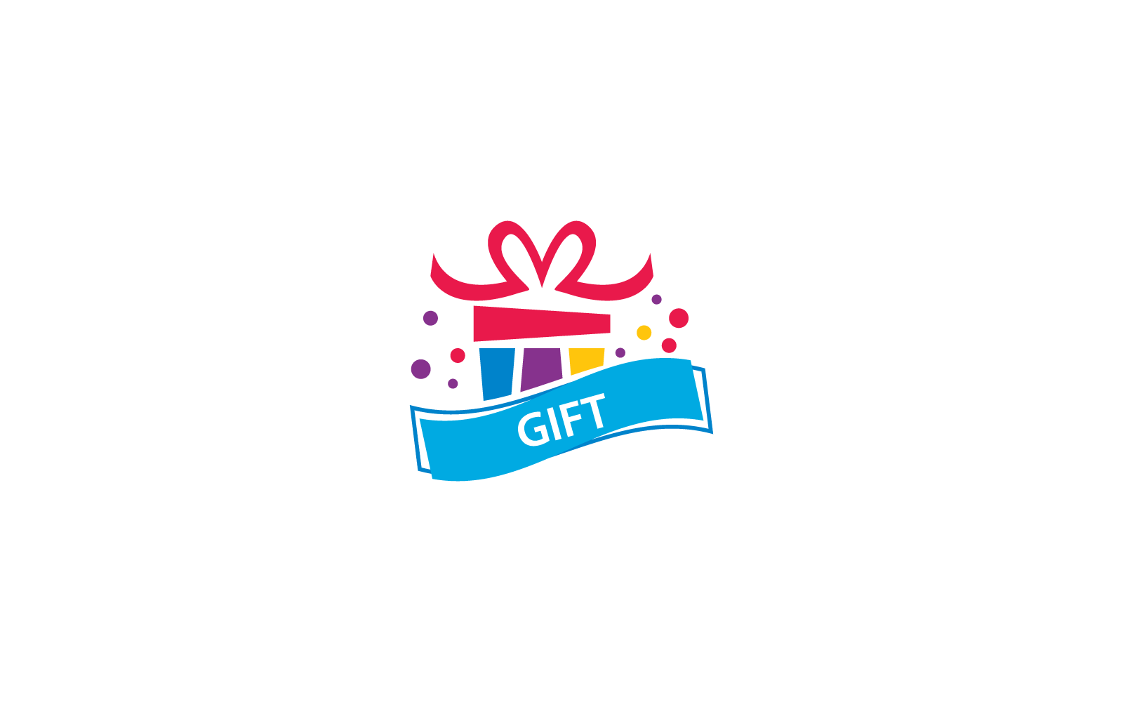 Coffret cadeau, logo de la boutique de cadeaux Design plat vectoriel