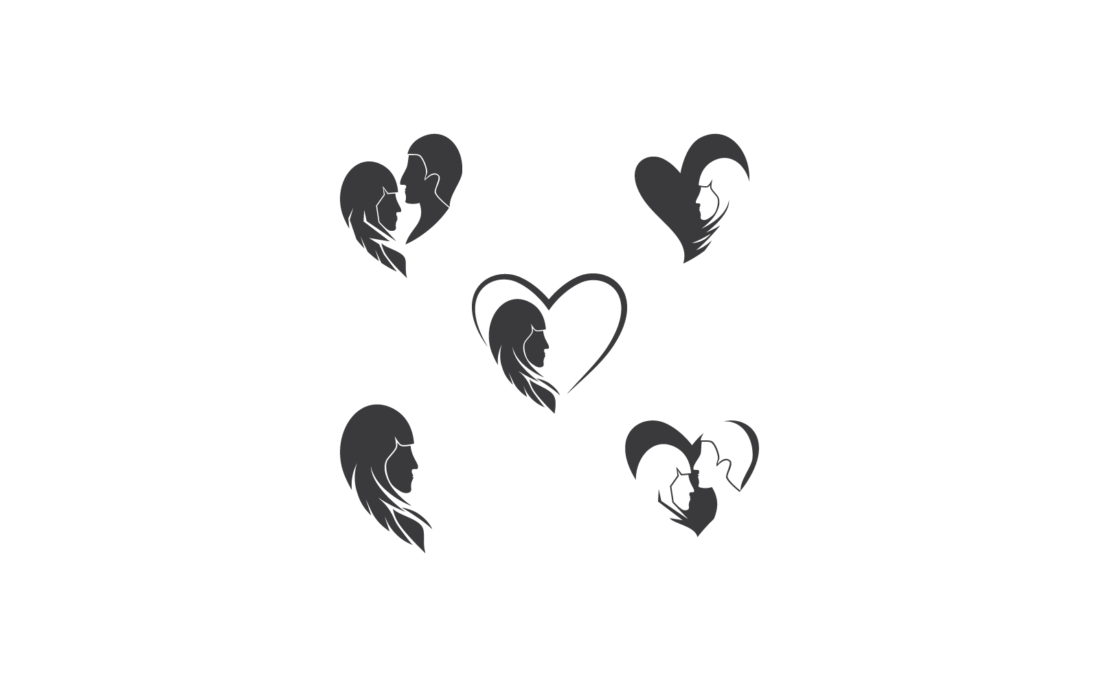 Romantik Çift illüstrasyon erkek ve kadın logo vektörü