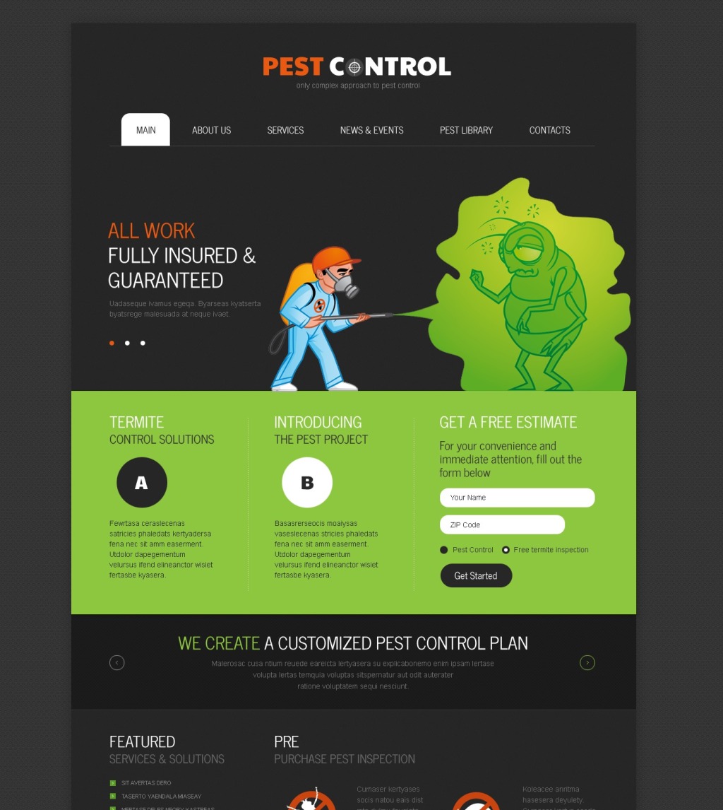 Pest Control Responsive Website Template #43768