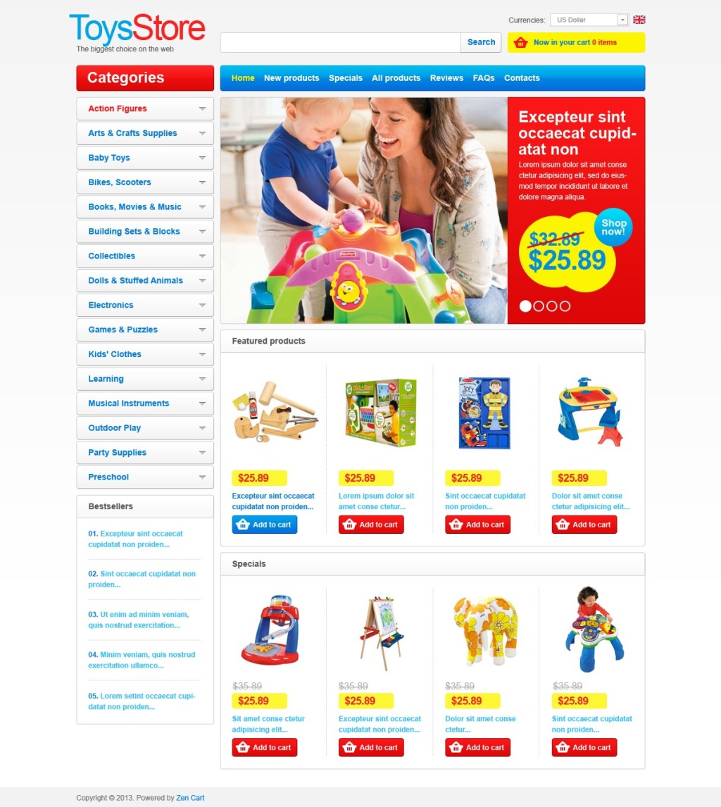 Toys Store ZenCart Template #43915
