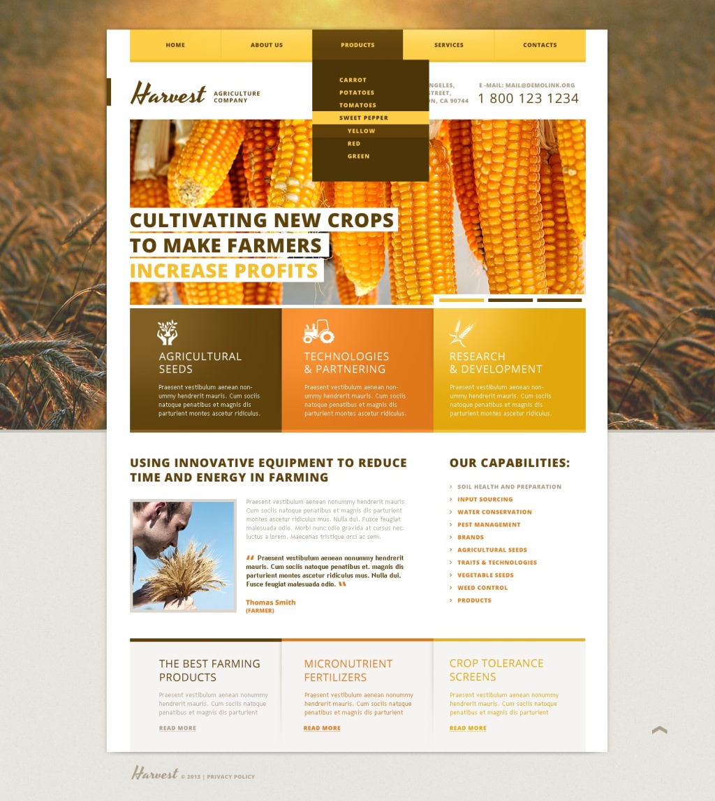 Agriculture Responsive Website Template #44975