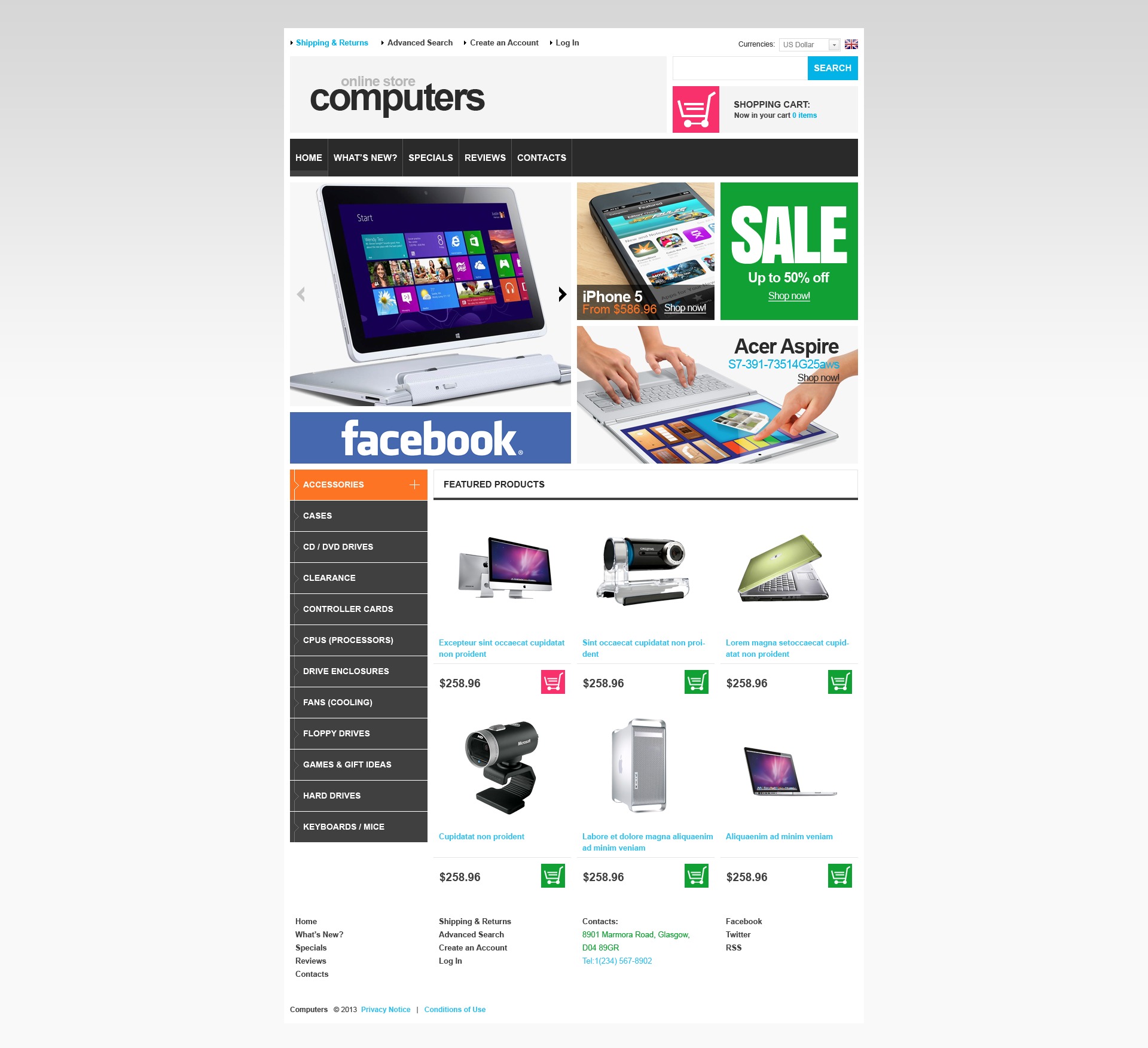 Online Computers Store OsCommerce Template #44937