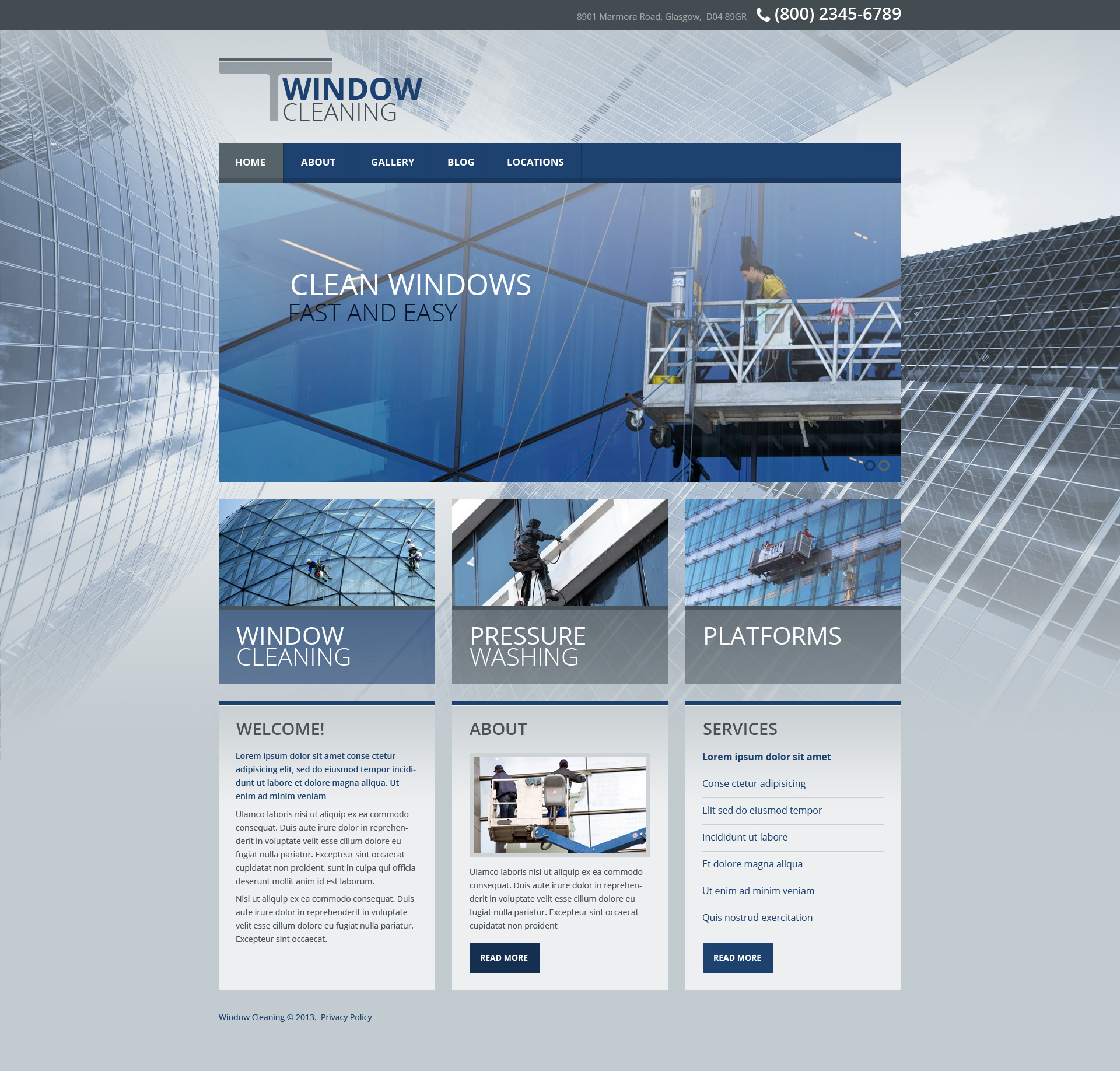 Window Cleaning Responsive Website Template 45319