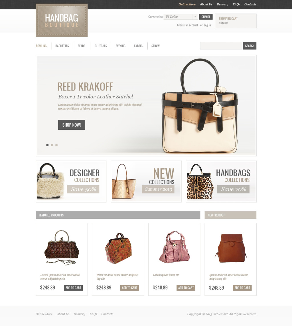 Handbag Boutique VirtueMart Template #45521