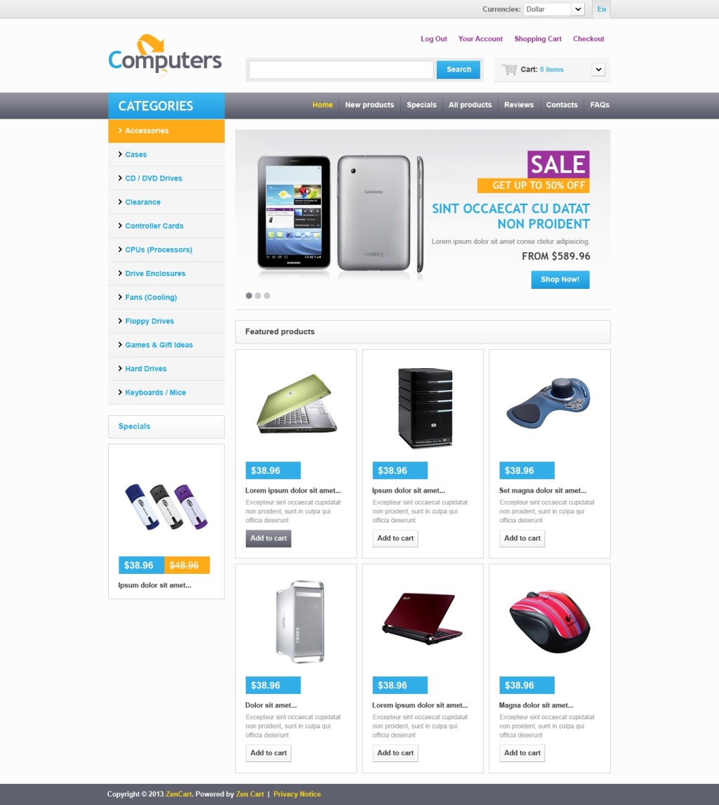 Online Computers Store ZenCart Template #45680