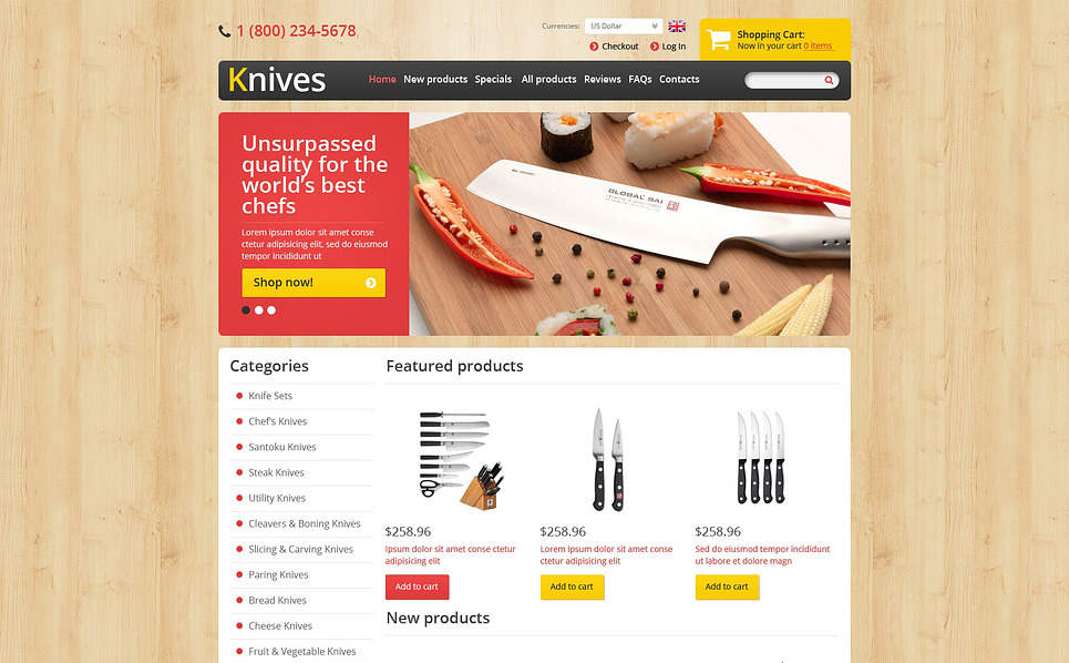 Sharp Knives ZenCart Template #45674