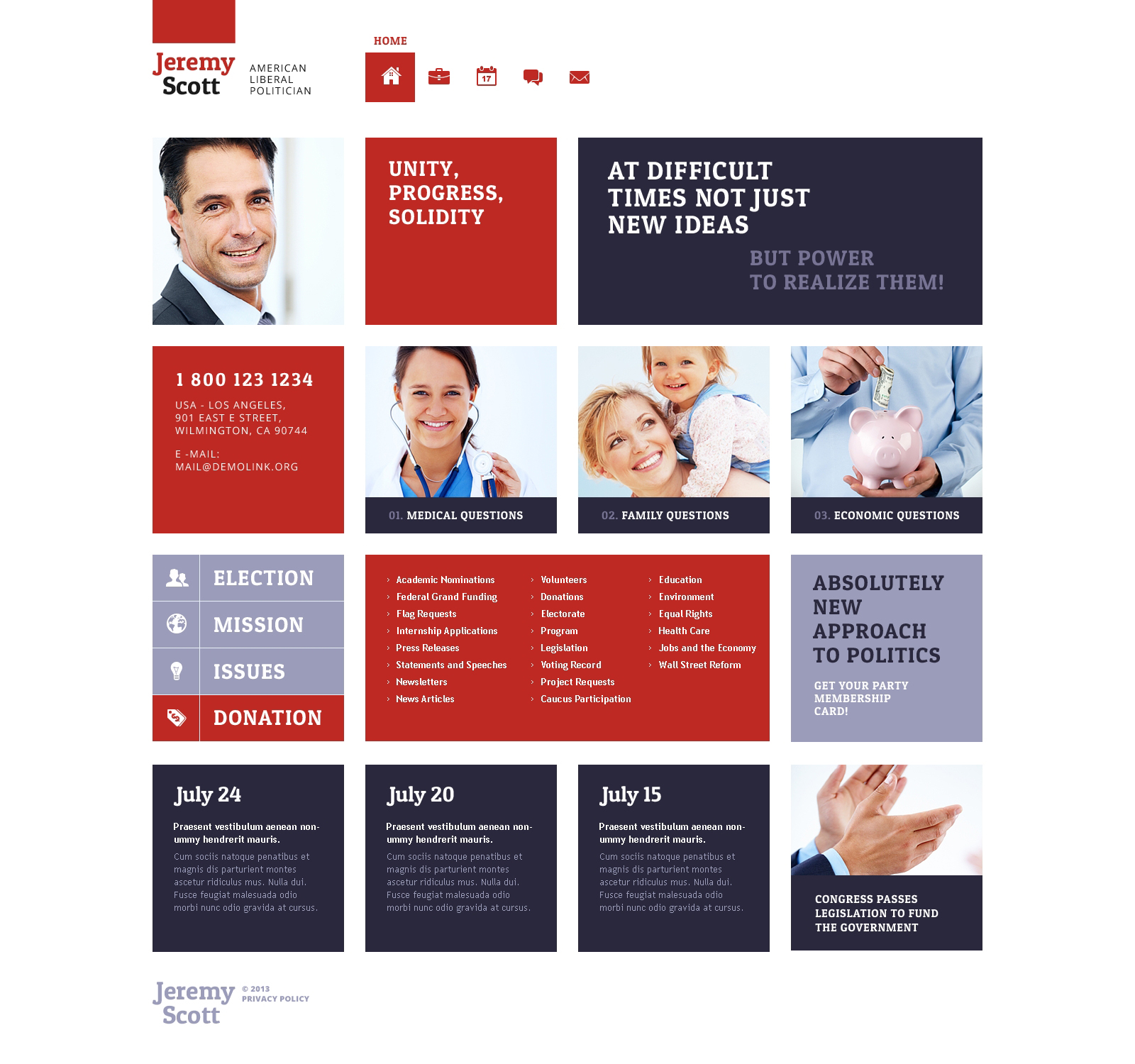 Political Candidate Responsive Website Template 46518