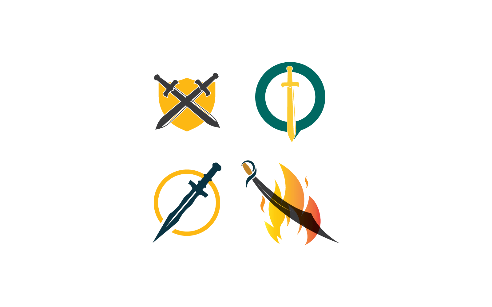 Icône de logo d'épée illustration vectorielle design plat