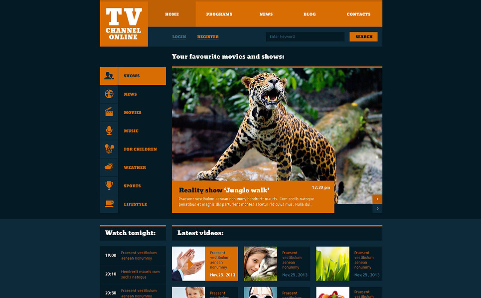 Fashionable TV Channel Website Template #47350