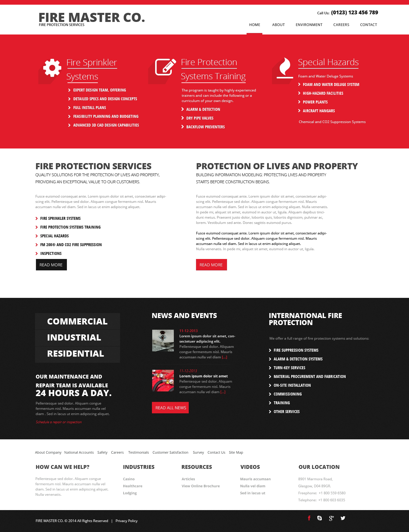Fire Department Responsive Website Template 48099
