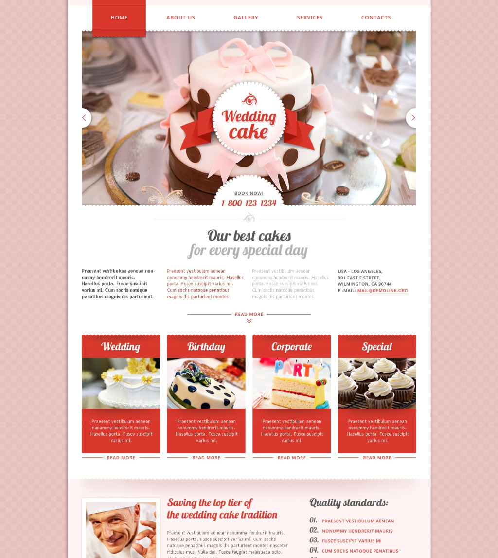 Wedding Cake Responsive Website Template #48177