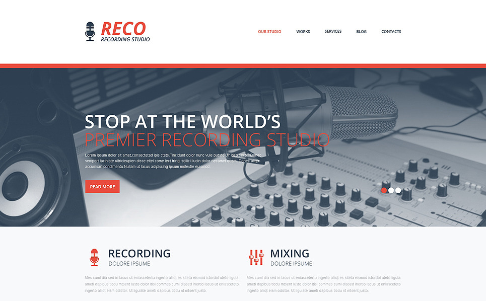 Recording Studio Responsive Website Template #48733