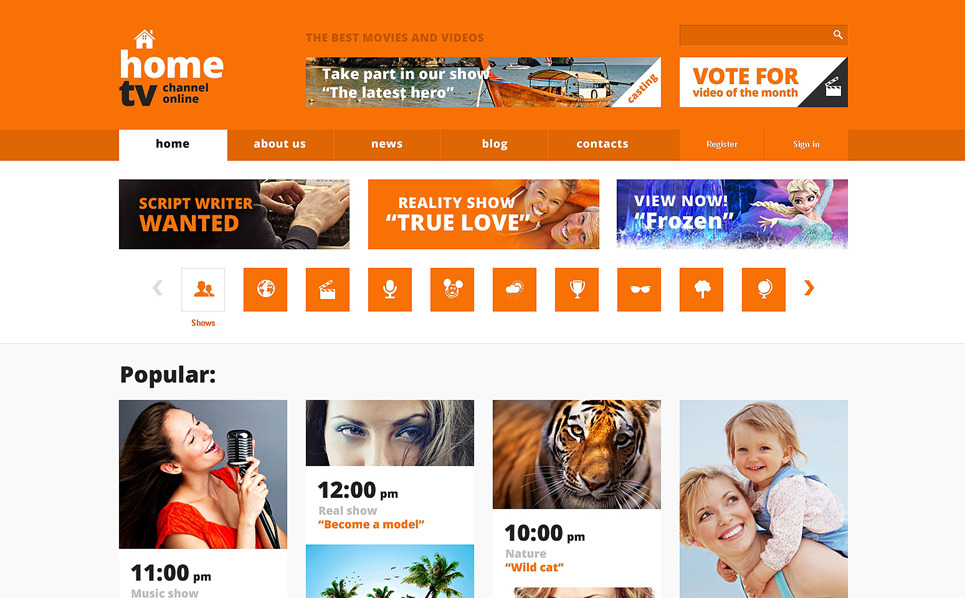 TV Channel Responsive Website Template #50098