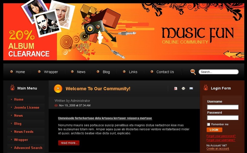 Music Portal PSD Template #50413