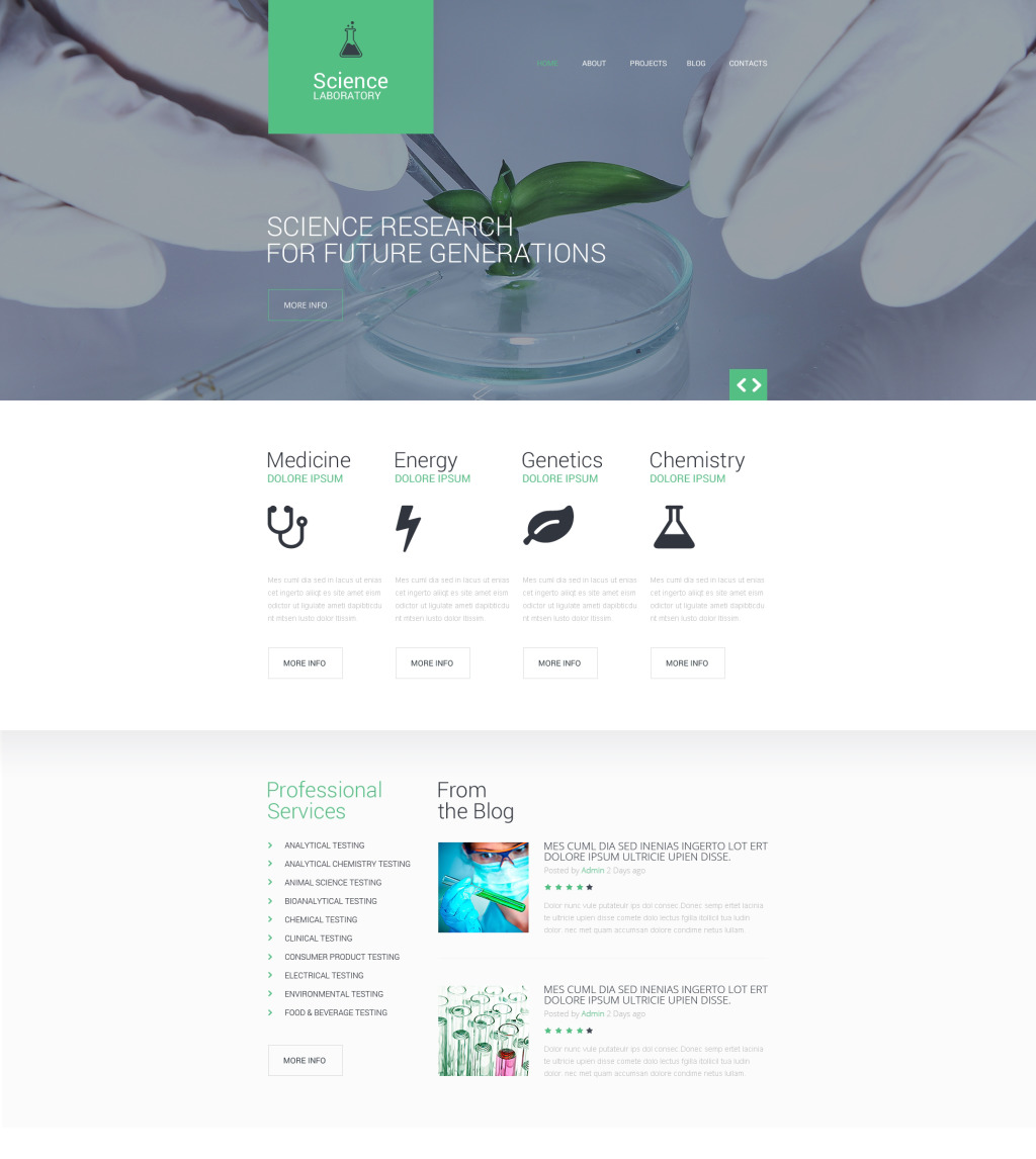 Science Lab Responsive Website Template #51245